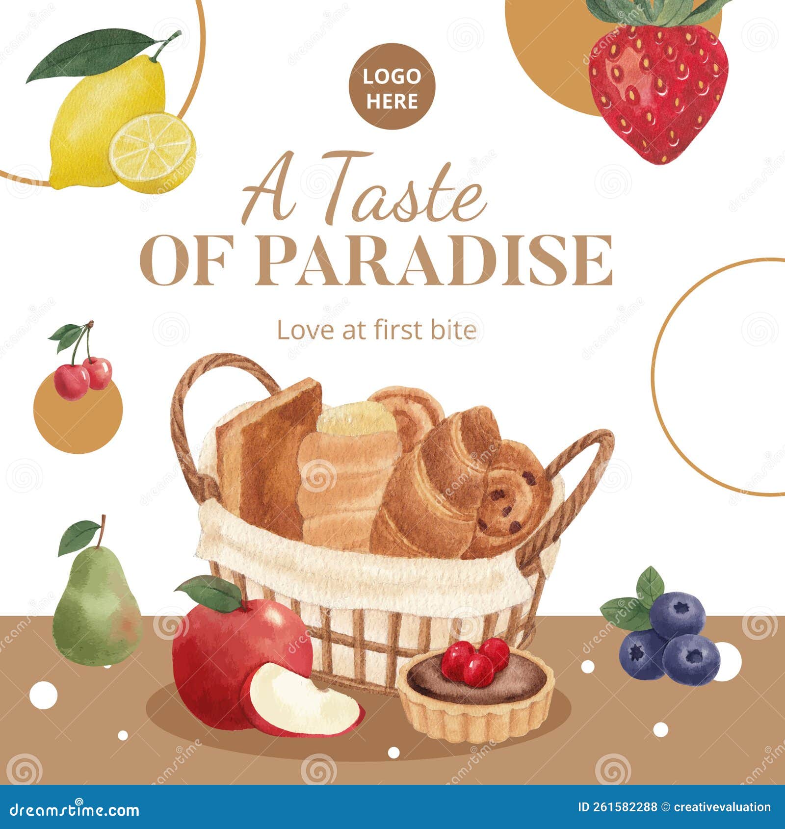 Instagram Post Template with Pastry Day Concept, Watercolor Style Stock ...