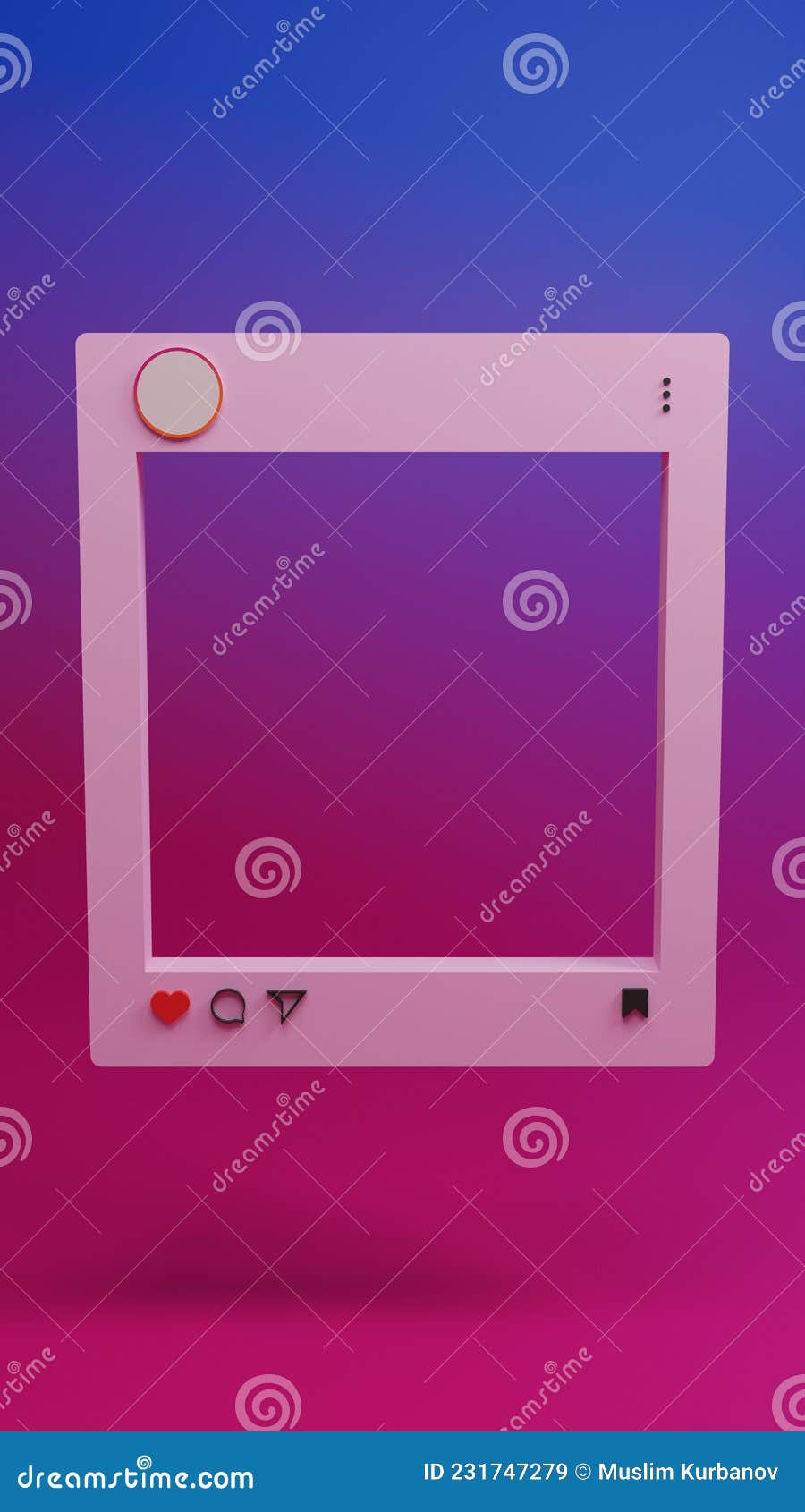 Instagram Post Template for Stories. 3D Illustration Stock Illustration ...