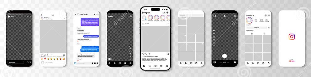 Instagram Social Media App Template. Iphone with Instagram Mockup ...