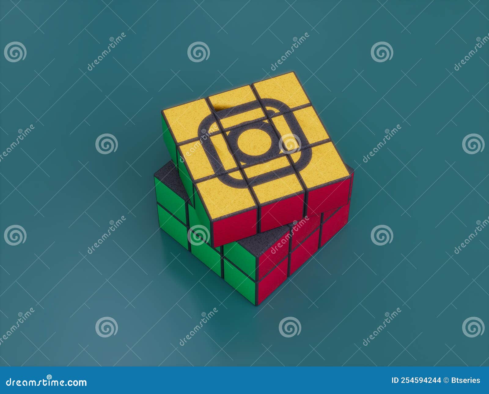 Instagram Social Media Rubiks Cube Puzzle Solve Logic Game Difficult 3D Illustration Stock ...
