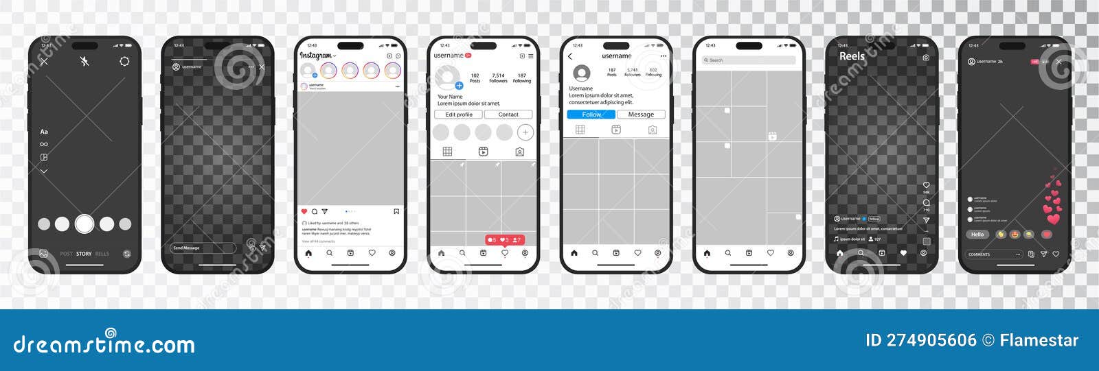 Instagram Reels Mockup Empty Screen Ui Blank Template Cartoon Vector ... Instagram Reels Mockup Empty Screen Ui Blank Template Cartoon Vector ...