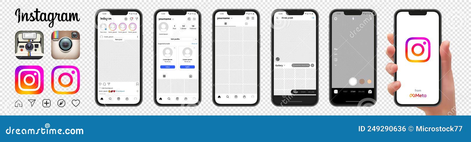Instagram, Social Network, Mobile App Interface Mockup Template, Vector ...