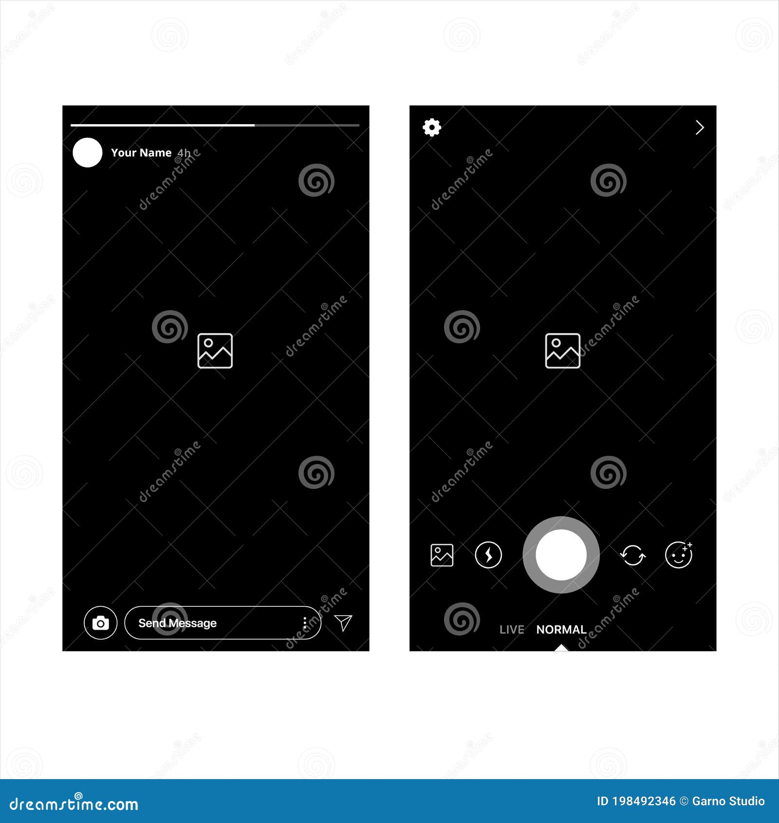 Instagram Stories and Instagram Camera Mobile Interface Vector ...