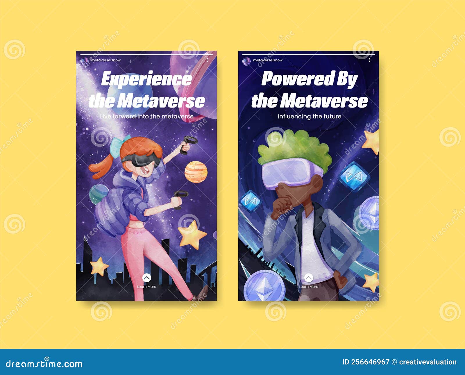 Instagram Template with Metaverse Technology Concept,watercolor Style ...