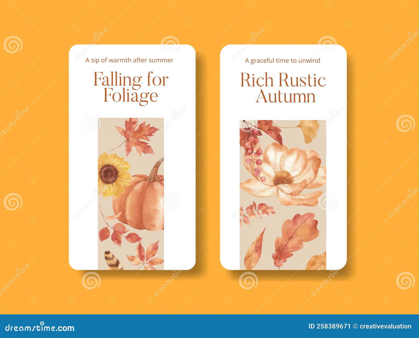 Instagram Template with Rustic Fall Foliage Concept,watercolor Style ...