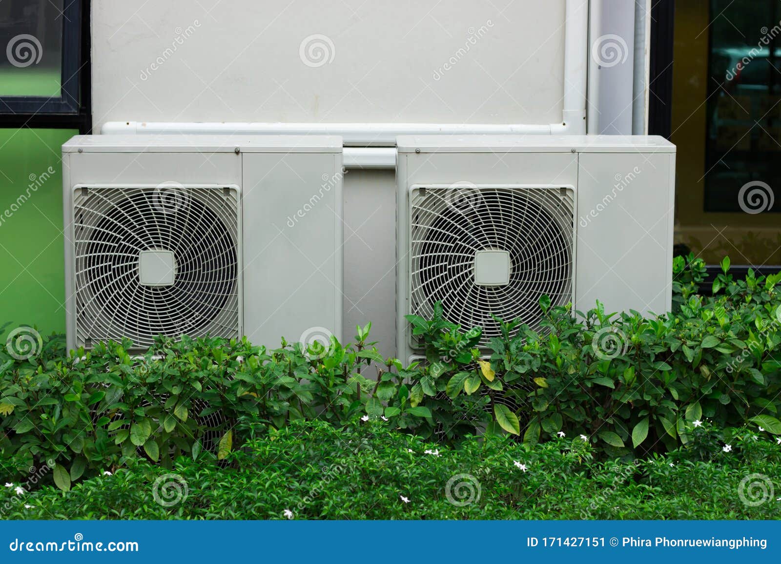 Install Air Conditioner in a Building Surrounded by Trees Stock Image ...