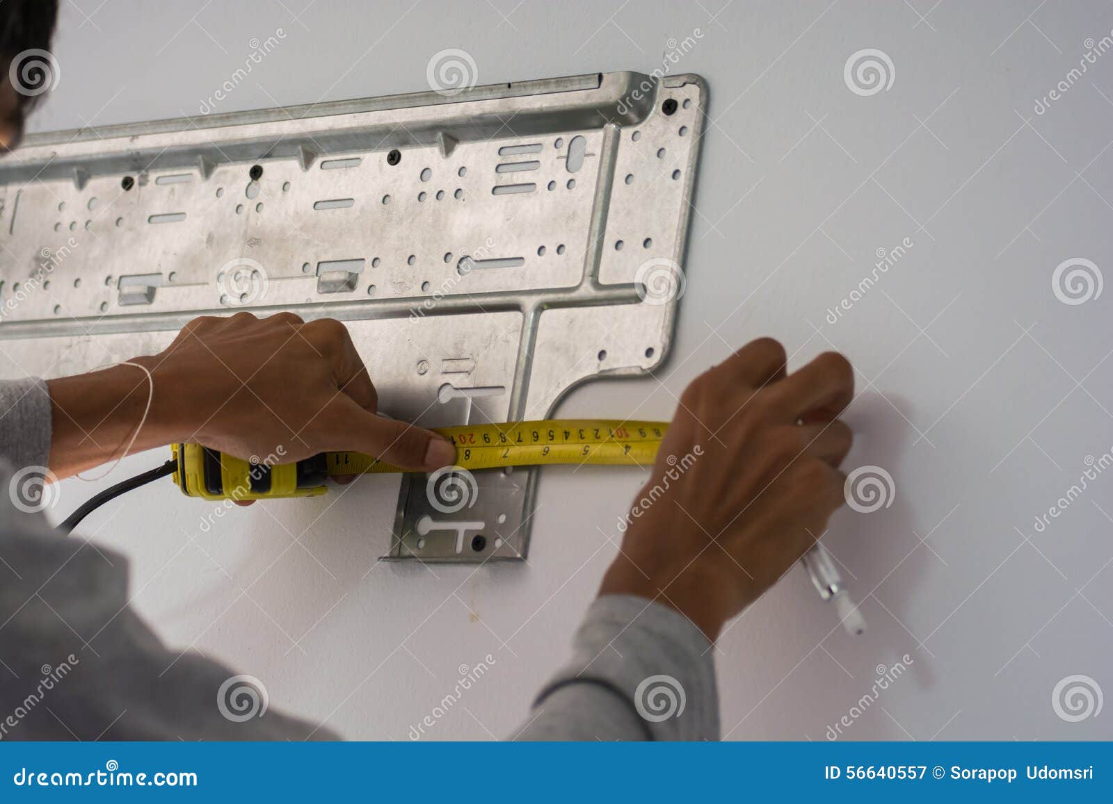 Install air conditioner stock image. Image of master - 56640557