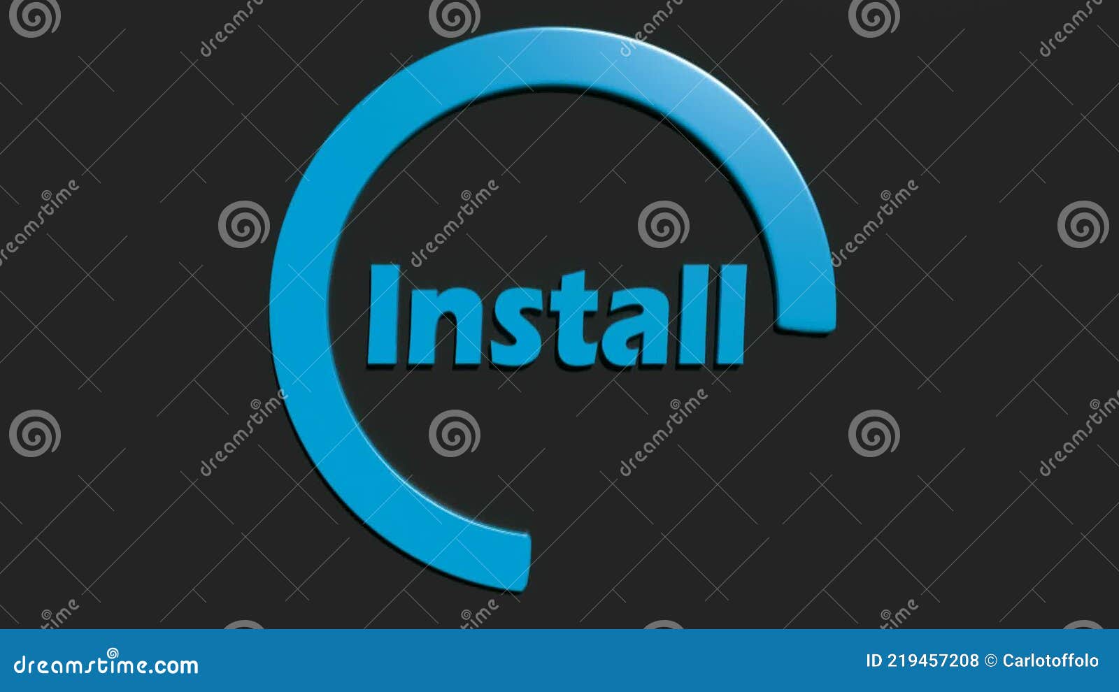 Install Blue Write Inside a Turning Bleue Circle on Black Background ...