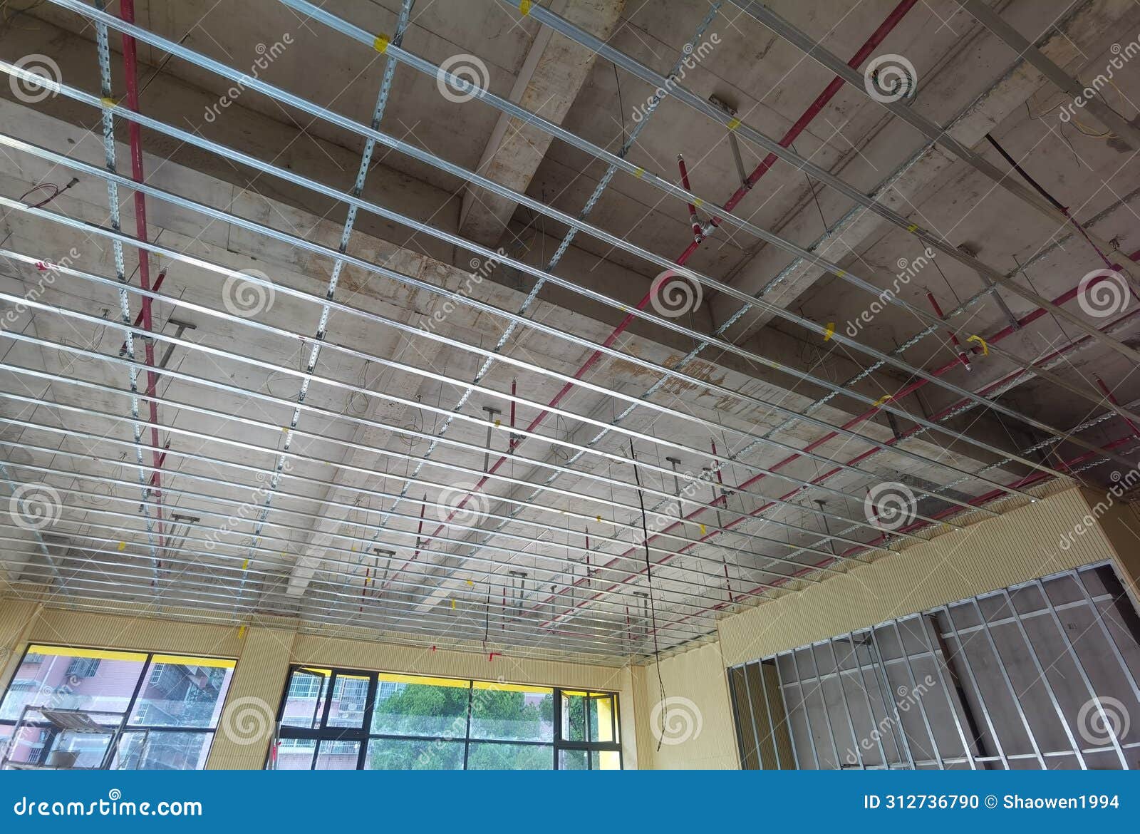 Install the ceiling frame stock photo. Image of roof - 312736790