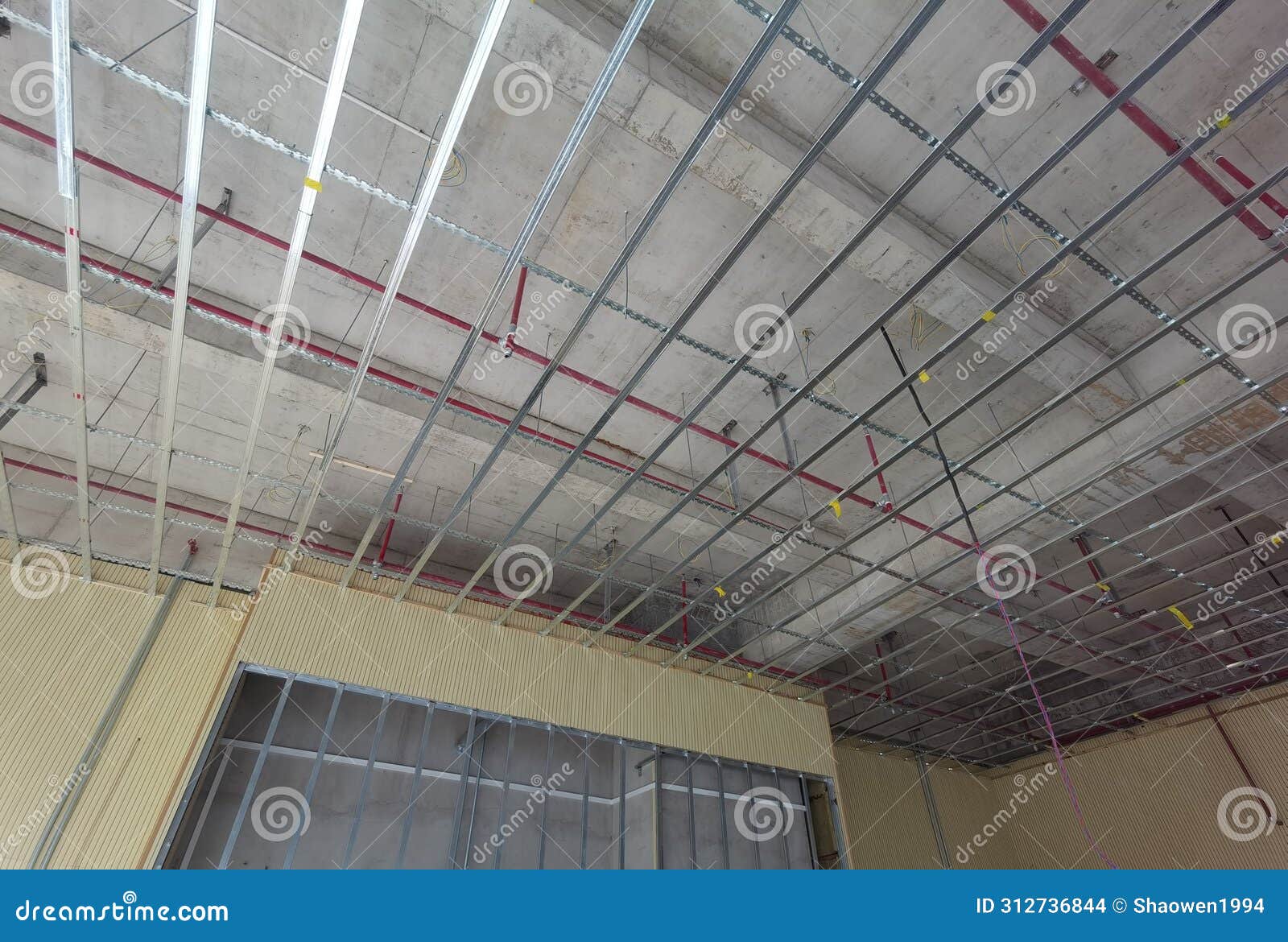 Install the ceiling frame stock photo. Image of home - 312736844