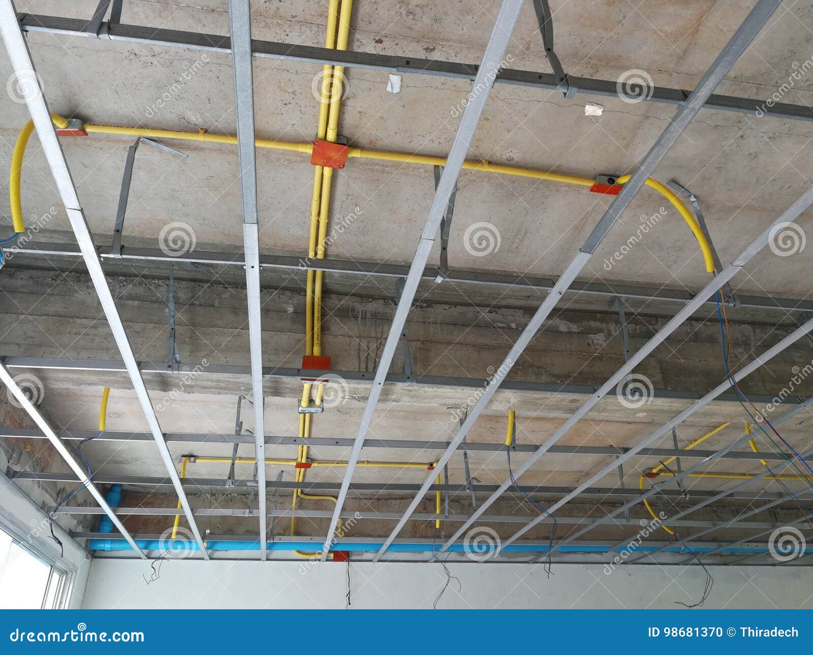 Install the Ceiling Frame and Wiring Pipe. Stock Photo - Image of house ...