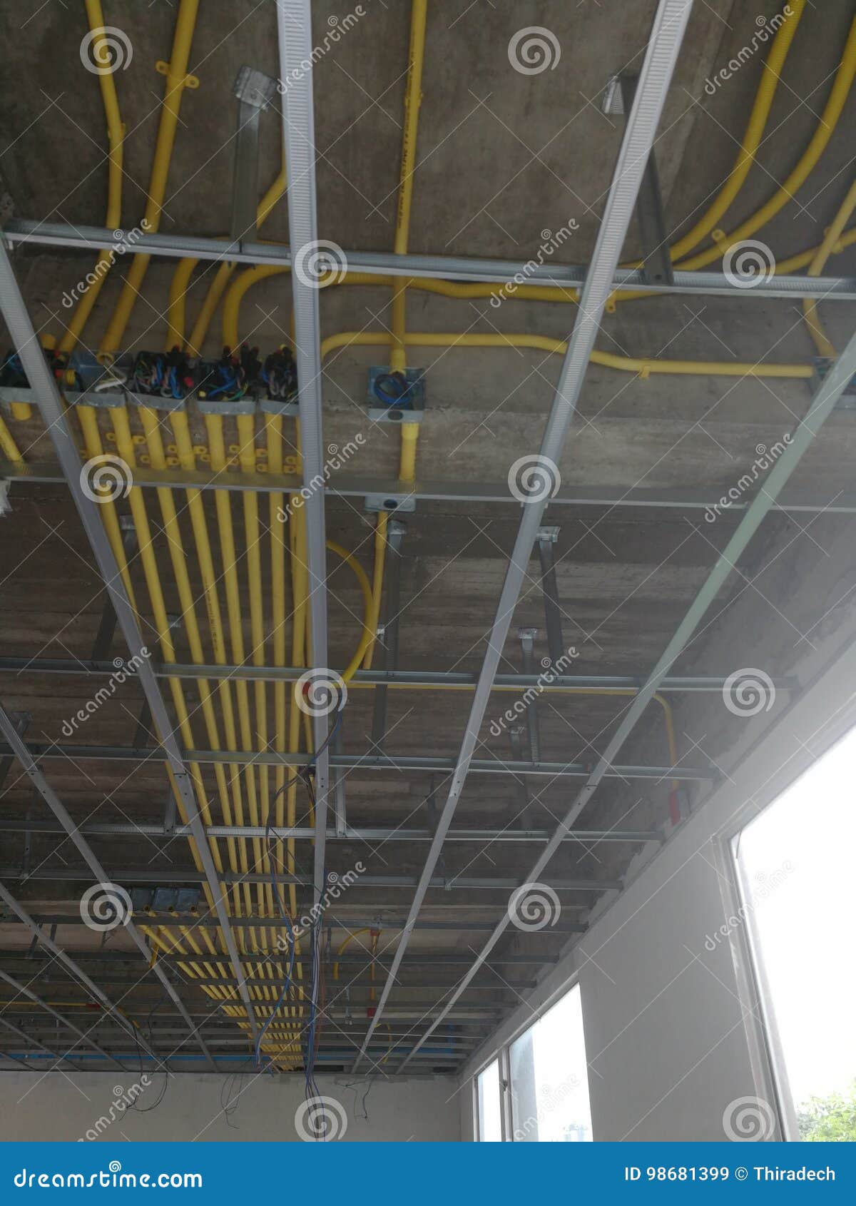 Install the Ceiling Frame and Wiring Pipe. Stock Image - Image of ...