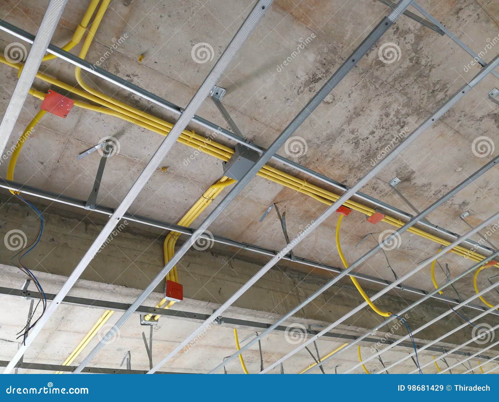 Install the Ceiling Frame and Wiring Pipe. Stock Image - Image of bezel ...