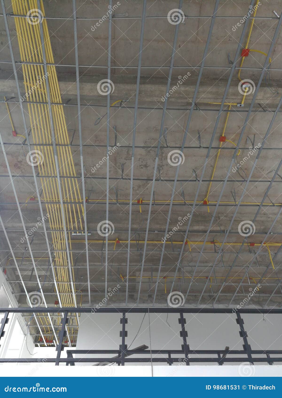 Install the Ceiling Frame and Wiring Pipe. Stock Image - Image of board ...
