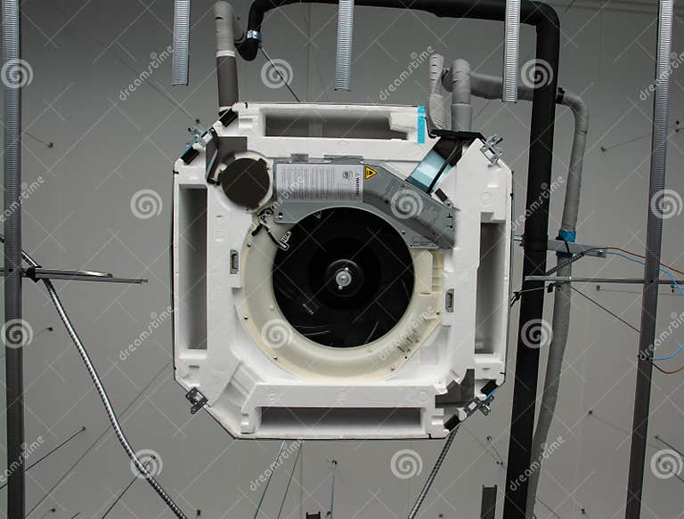 Install Ceiling Mounted Cassette Type Air Conditioner Unit Stock Image ...