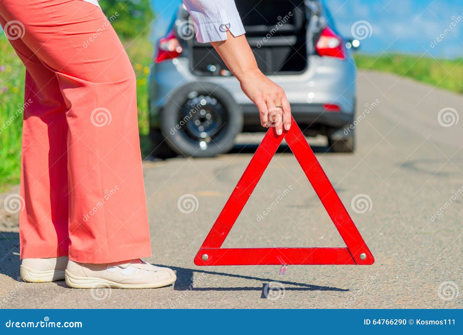 Install an Emergency Stop Sign on the Pavement Stock Photo - Image of ...