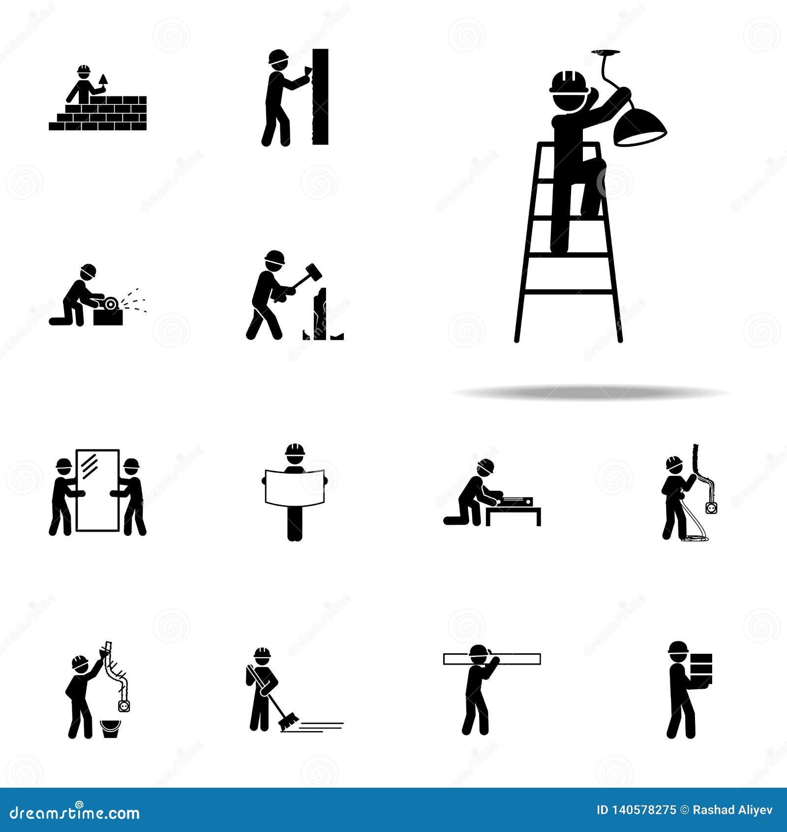 Install, Lamp Worker Icon. Construction People Icons Universal Set for ...