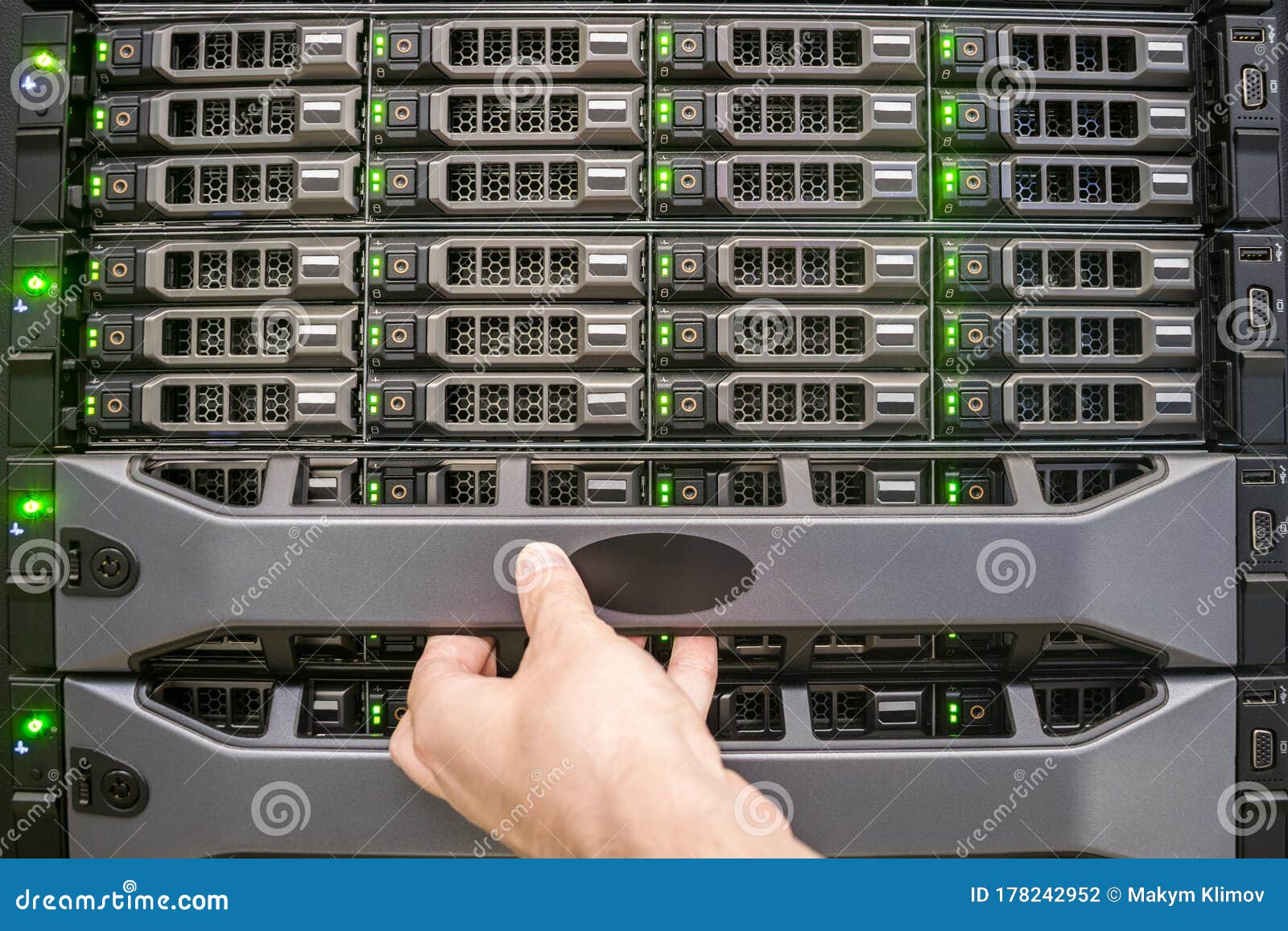Powerful Server Equipment Is Installed In The Datacenter Rack. Modern ... Powerful Server Equipment Is Installed In The Datacenter Rack. Modern ...