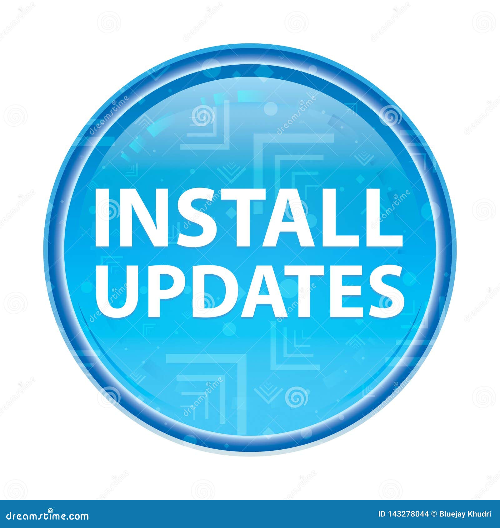 Install Updates Floral Blue Round Button Stock Illustration ...