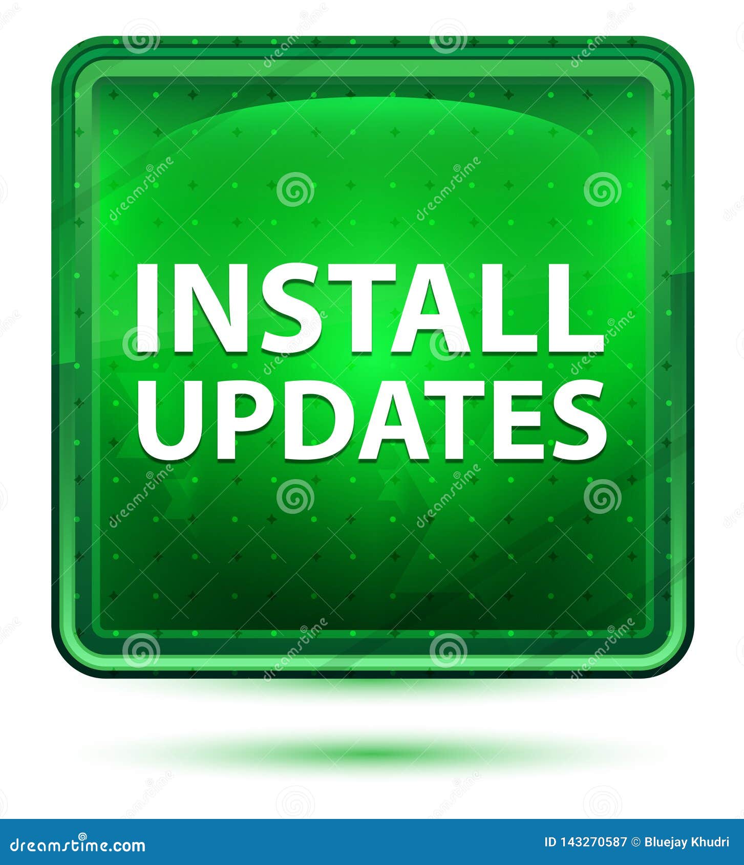 Install Updates Neon Light Green Square Button Stock Illustration ...