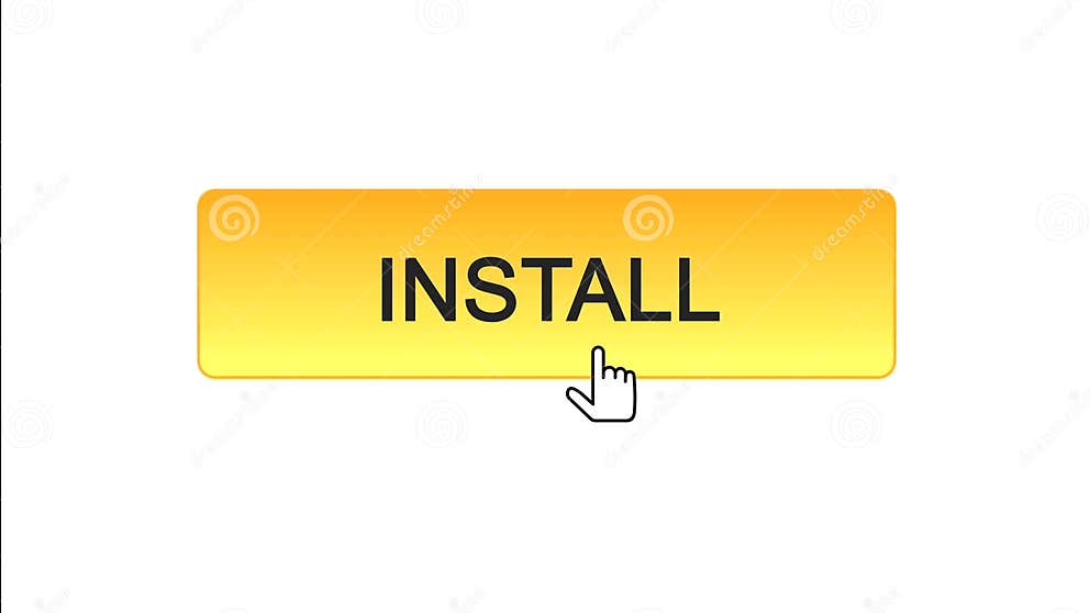 Install Web Interface Button Clicked with Mouse Cursor Orange Color, Application Stock ...