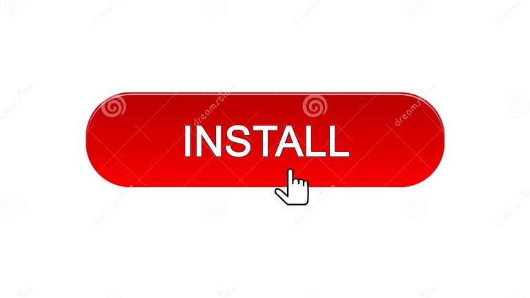Install Web Interface Button Clicked with Mouse Cursor, Red Color, Application Stock ...