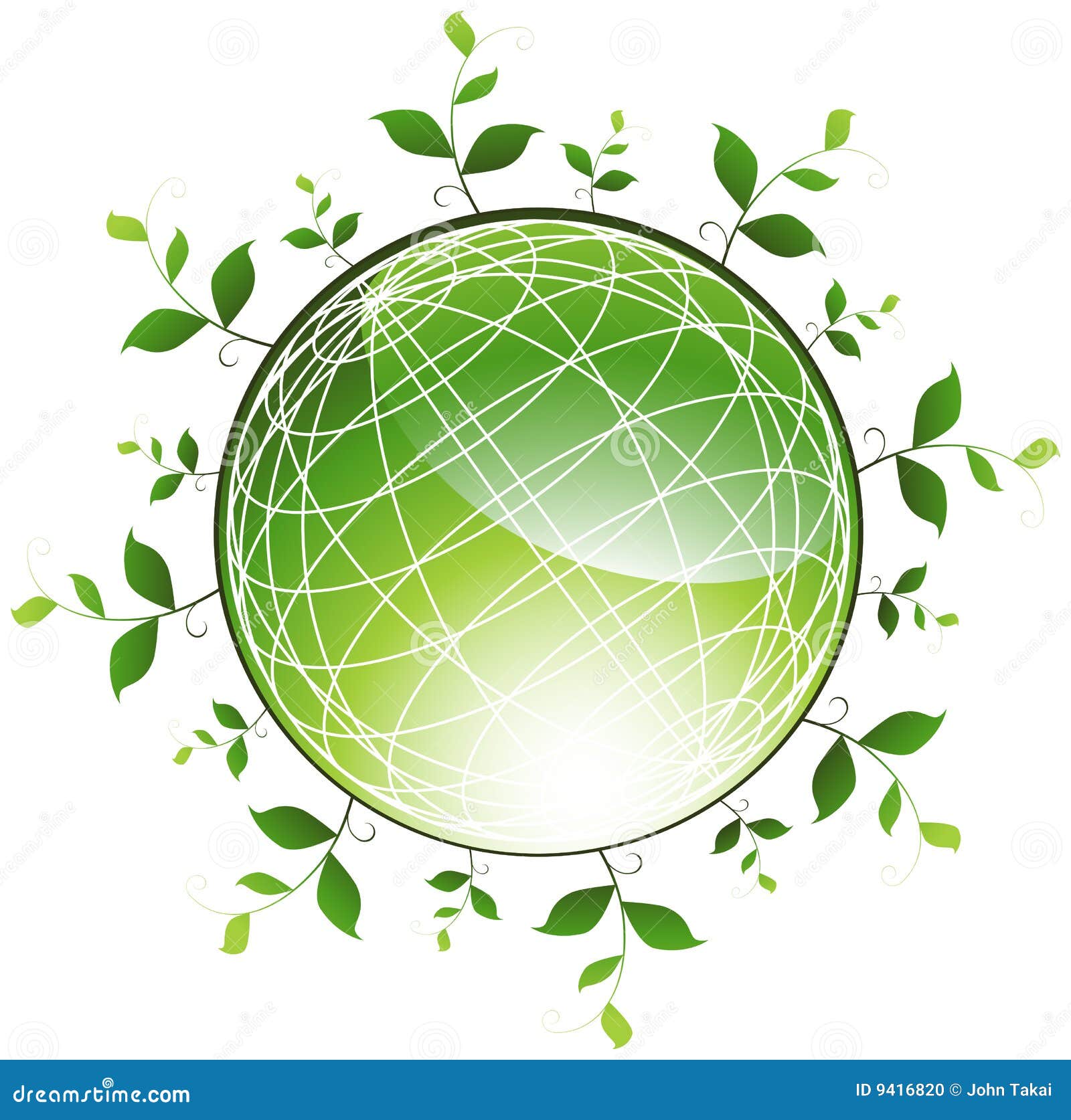 Installaties Die Groene Bol Omringen Vector Illustratie - Illustration ...