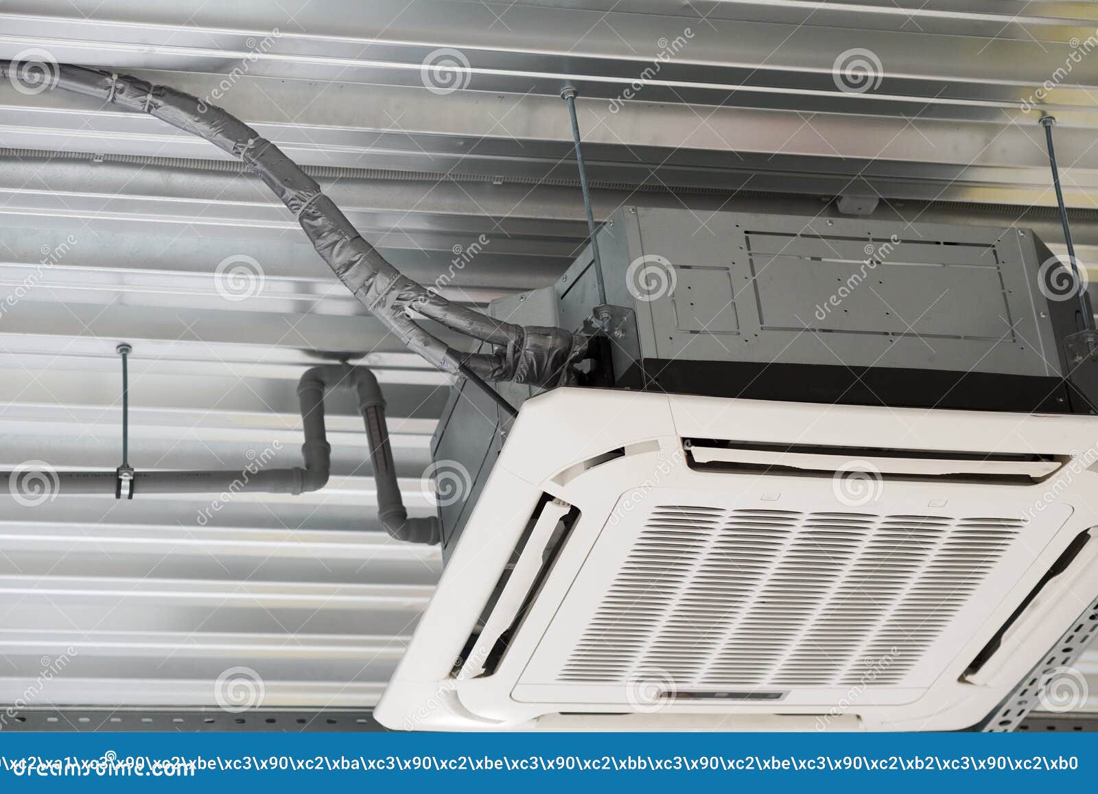 Installation of Air Conditioning on the Ceiling Stock Photo - Image of ...