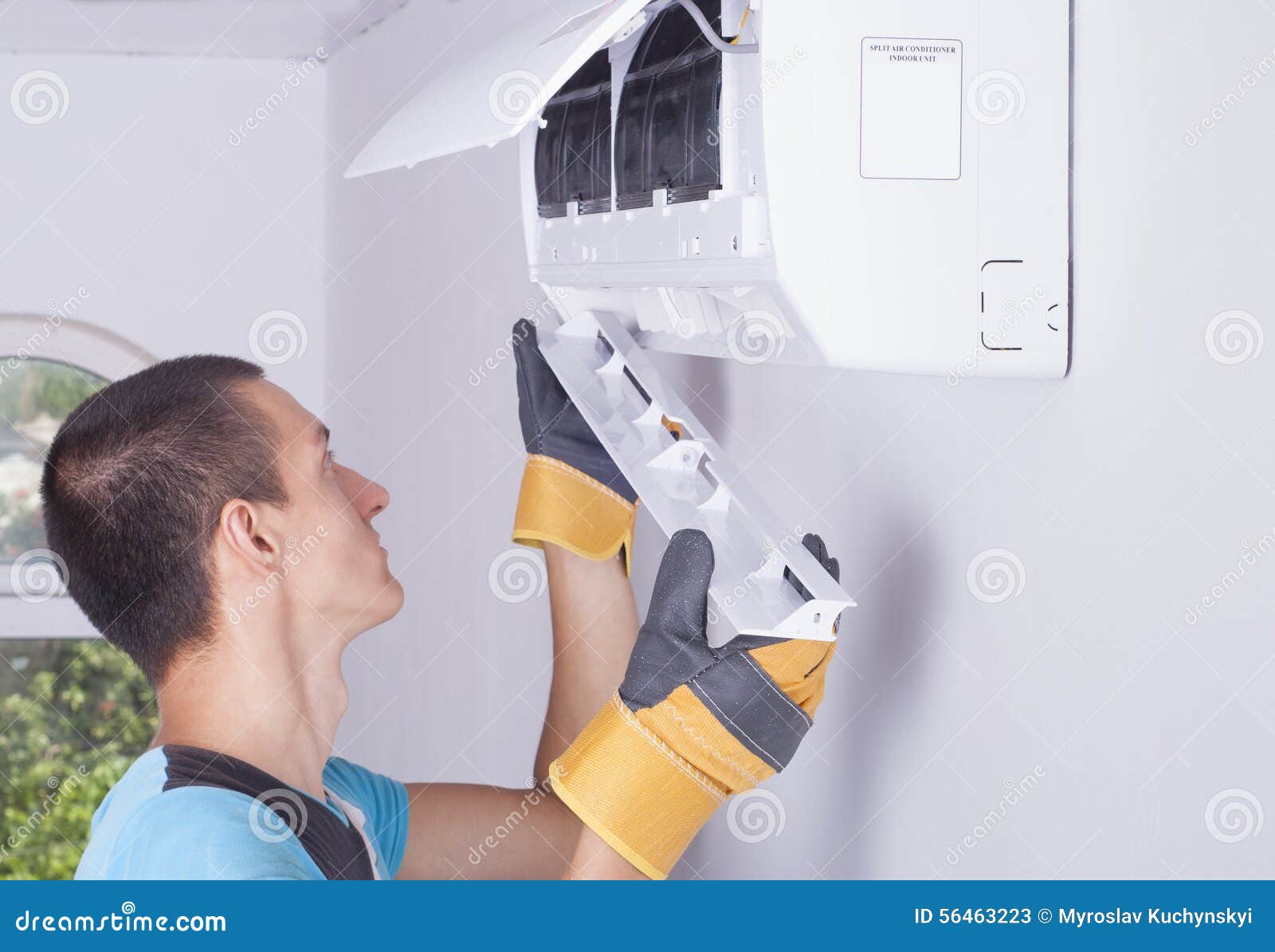 Installation of Air Conditioning Stock Image - Image of cold, home ...
