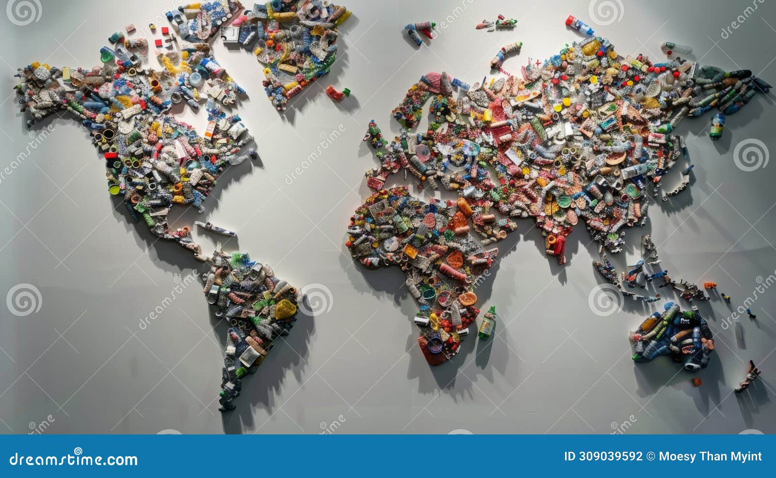 Installation Artwork of World Map Consisting of Garbage and Plastic ...