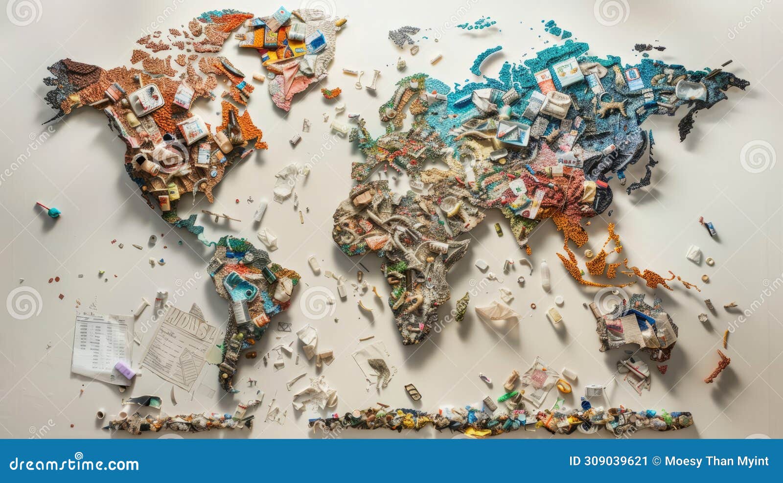 Installation Artwork of World Map Consisting of Garbage and Plastic ...