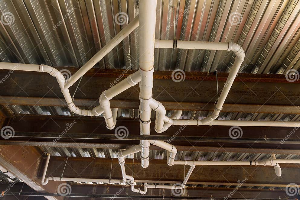 Installation of Assembled in Waste Pipe Lines System Under the Ceiling ...