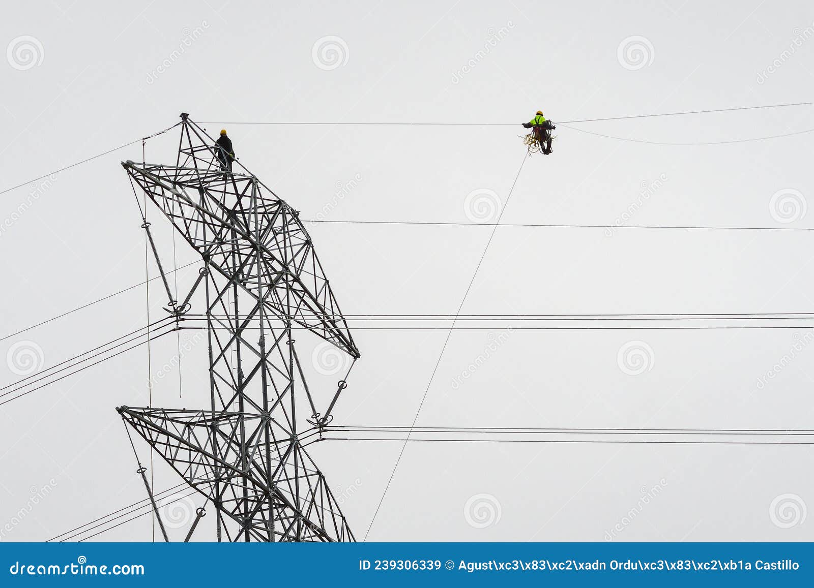 Installation and Assembly of High-rise Electrical Towers. Stock Image ...