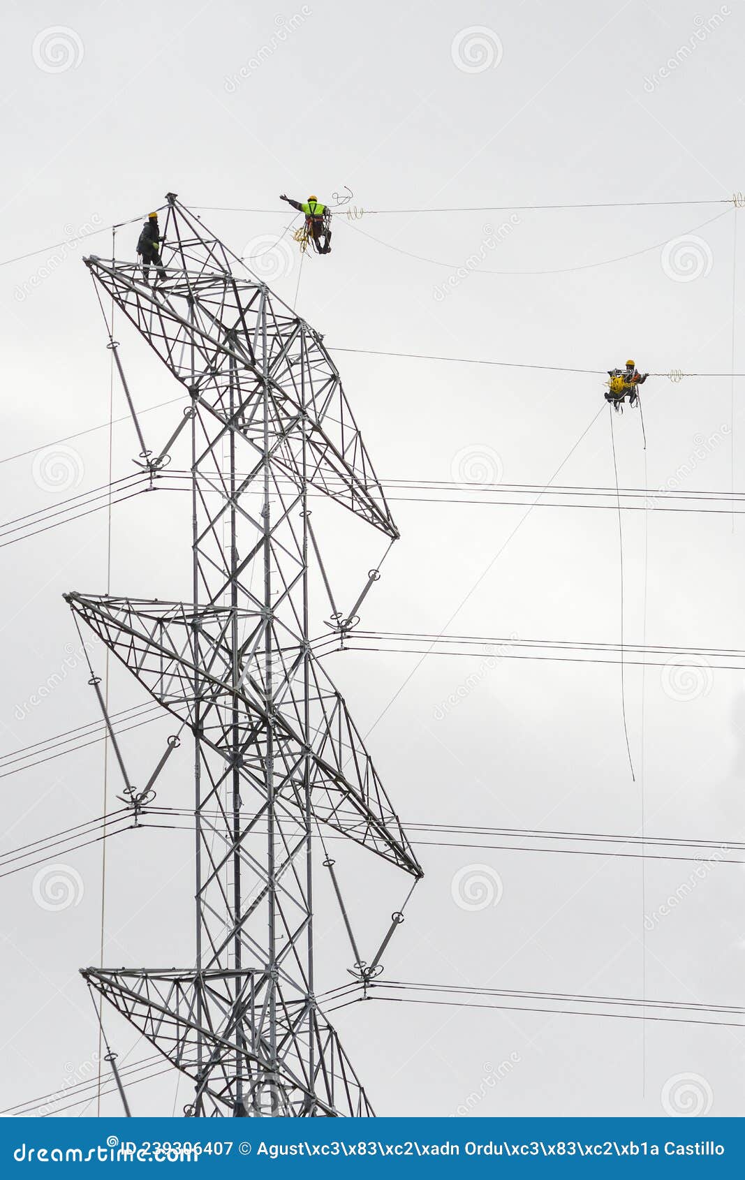 Installation and Assembly of High-rise Electrical Towers. Stock Image ...