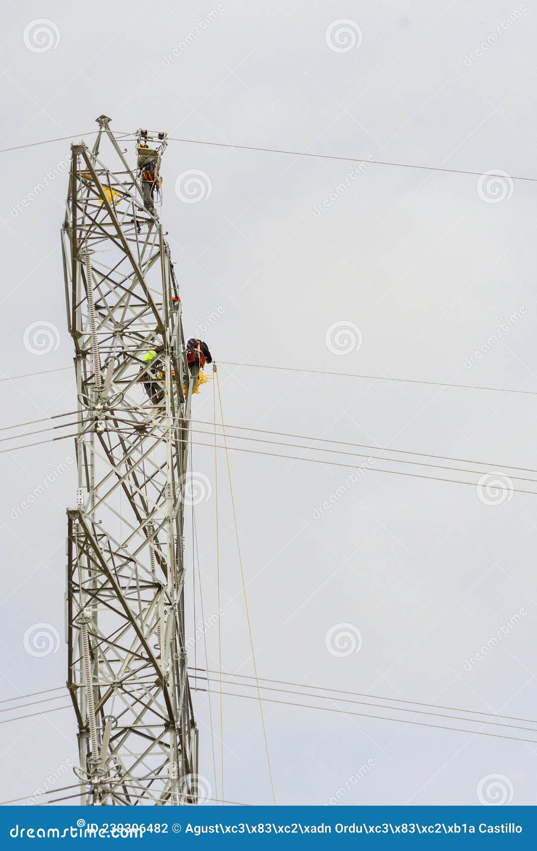 Installation and Assembly of High-rise Electrical Towers. Stock Photo ...
