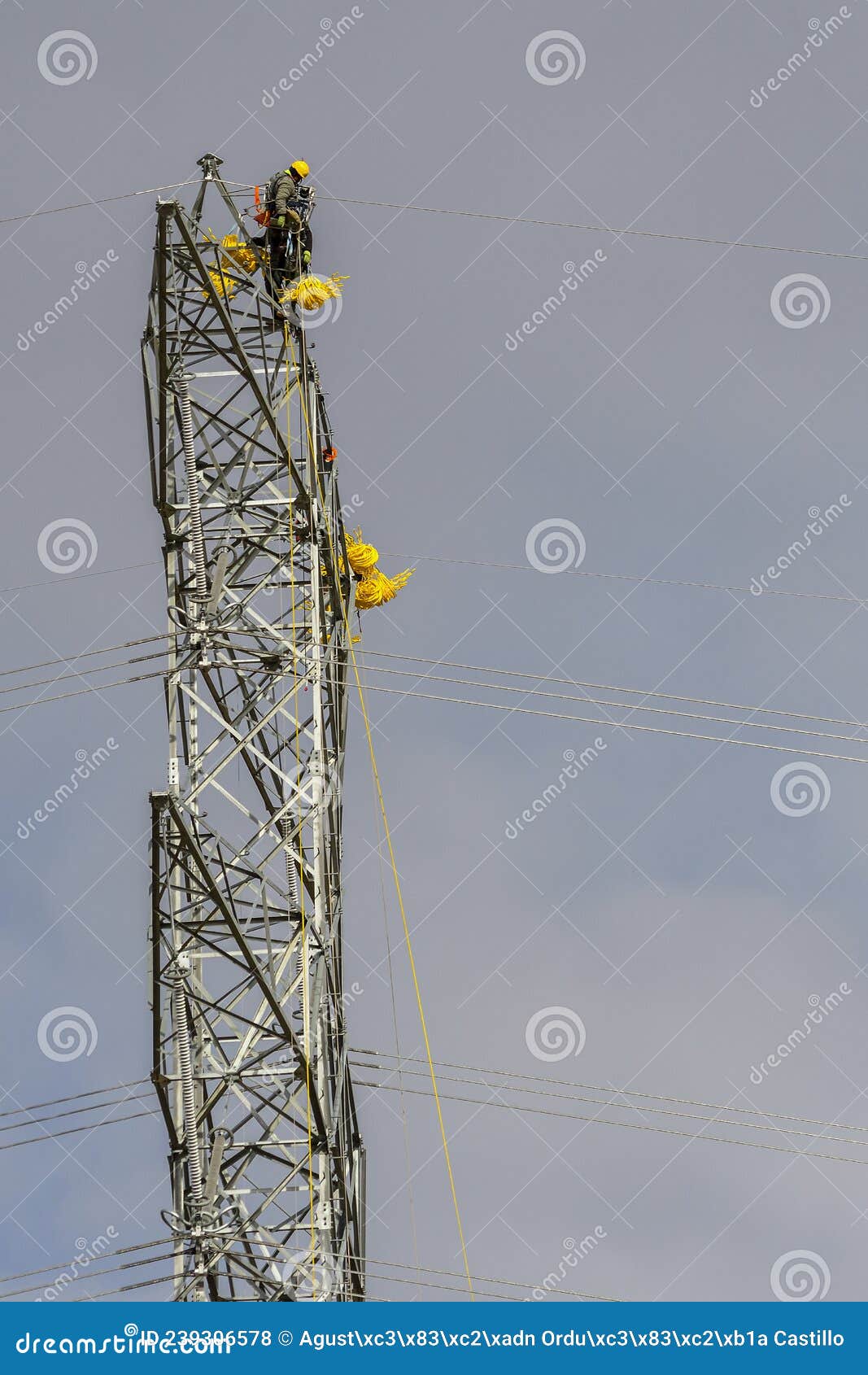 Installation and Assembly of High-rise Electrical Towers. Stock Photo ...