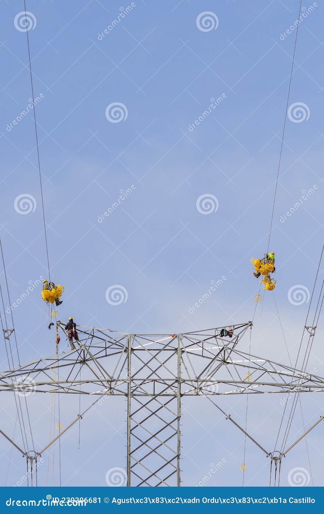 Installation and Assembly of High-rise Electrical Towers. Stock Image ...