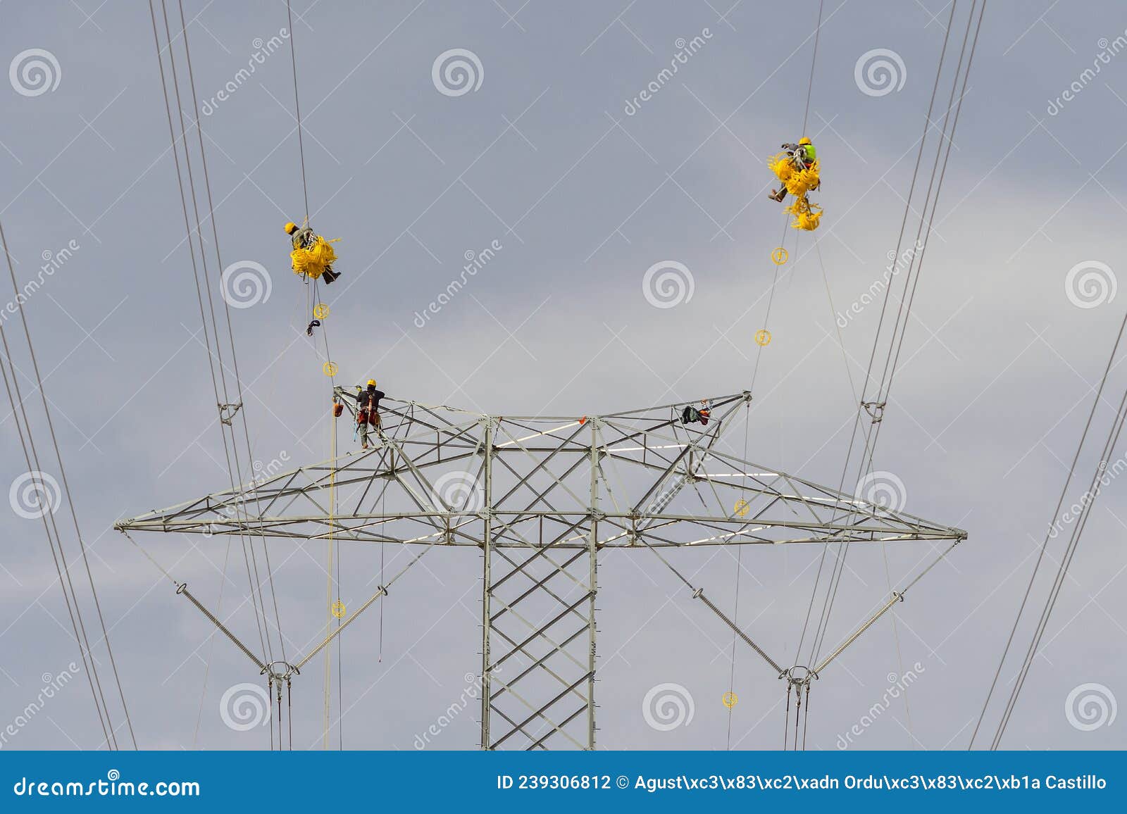 Installation and Assembly of High-rise Electrical Towers. Stock Photo ...