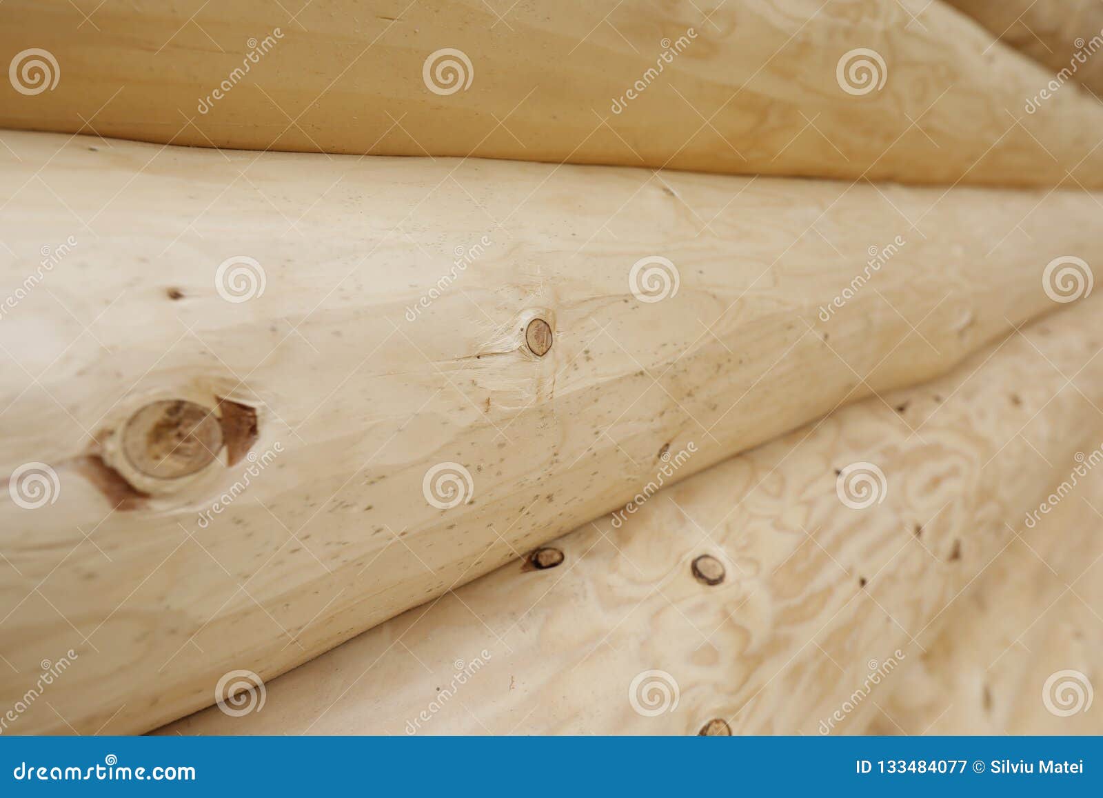 Assembly of a Wooden Log House on Construction Site. Stock Image ...