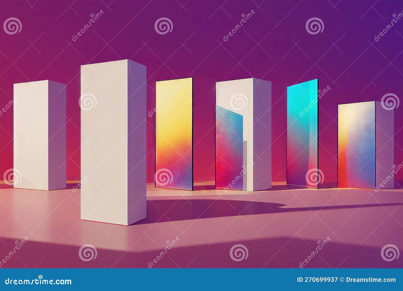 Installation of Bright Geometric Shapes Like 3d Render Neon Background ...