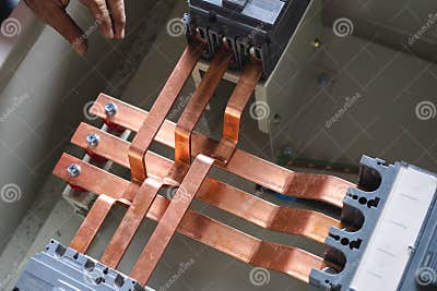 Installation of Busbar Panels in Electrical Cabinets Stock Image ...