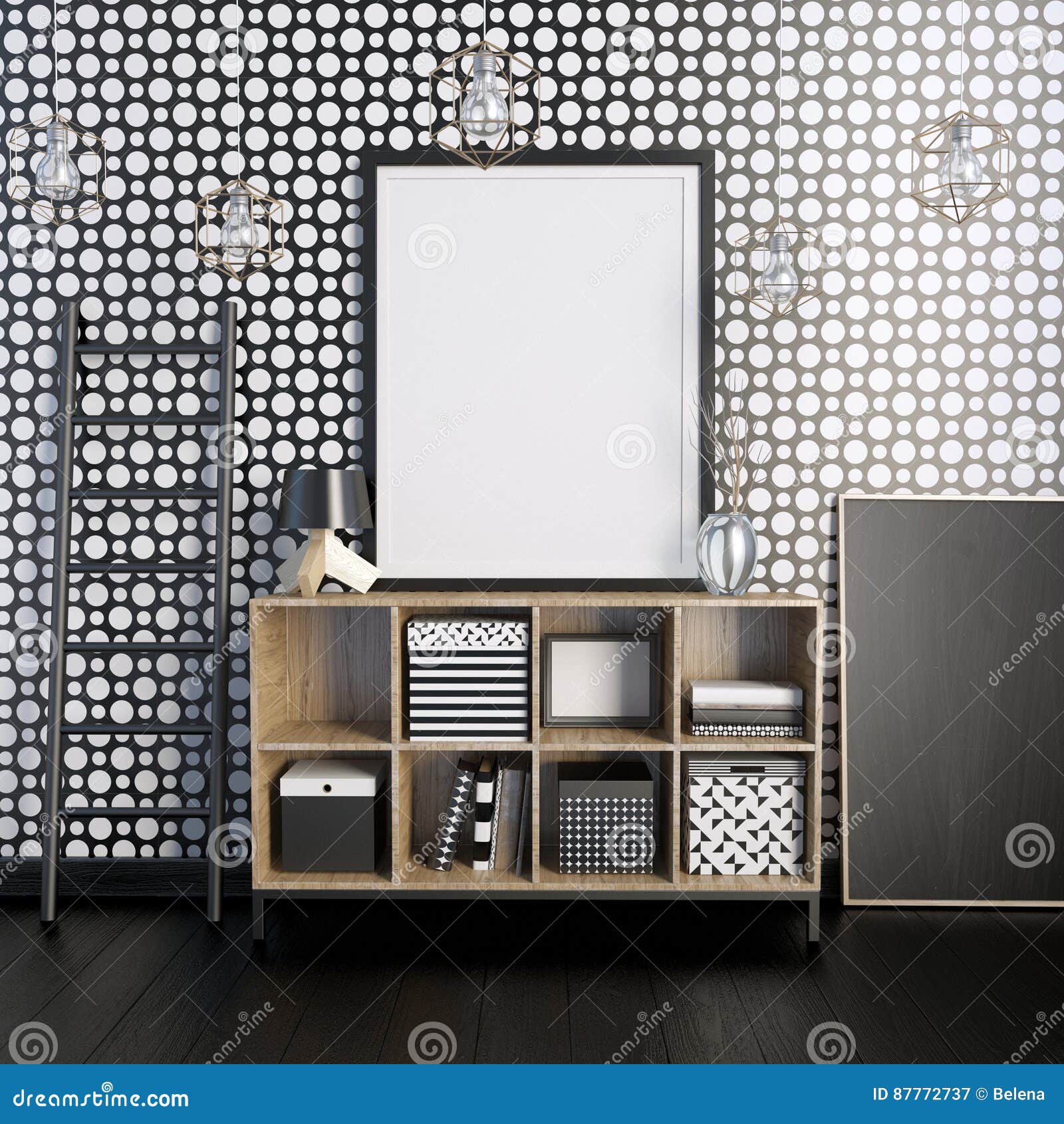 Installation with Cabinet for Storage. Frame Mock Up Stock Illustration ...