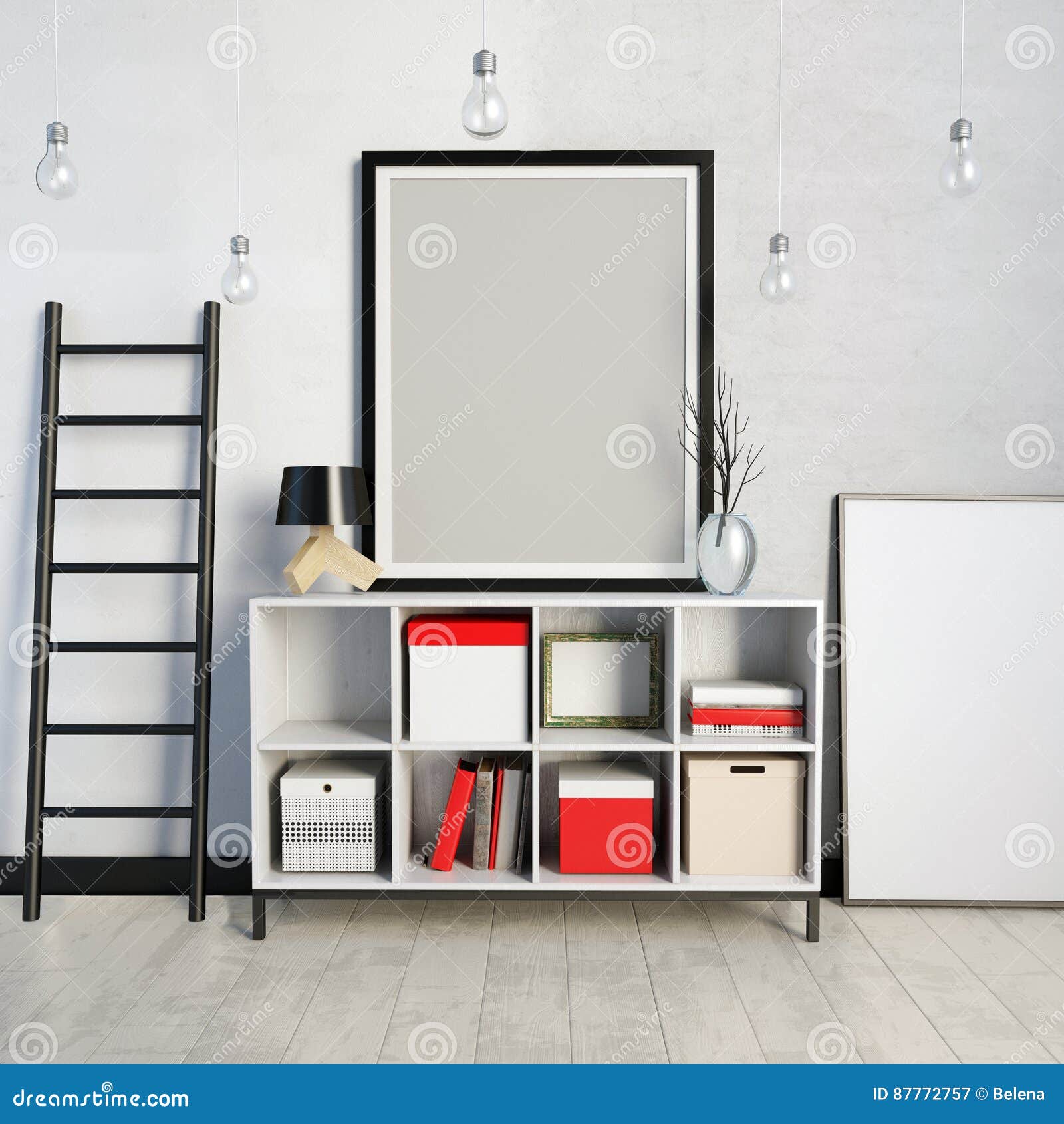 Installation with Cabinet for Storage. Frame Mock Up Stock Illustration ...