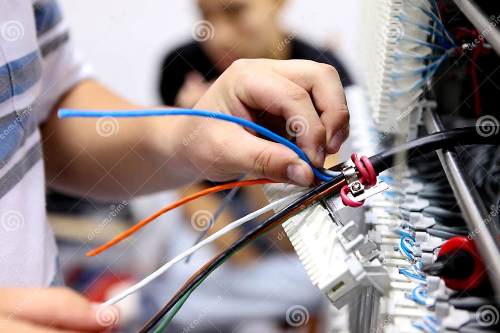 Installation a Cable of Communication Stock Image - Image of vein ...