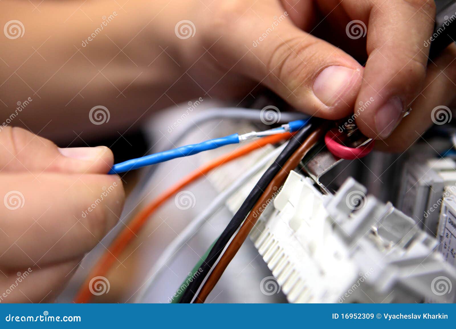 Installation a Cable of Communication Stock Image - Image of ...