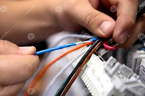 Installation a Cable of Communication Stock Image - Image of ...
