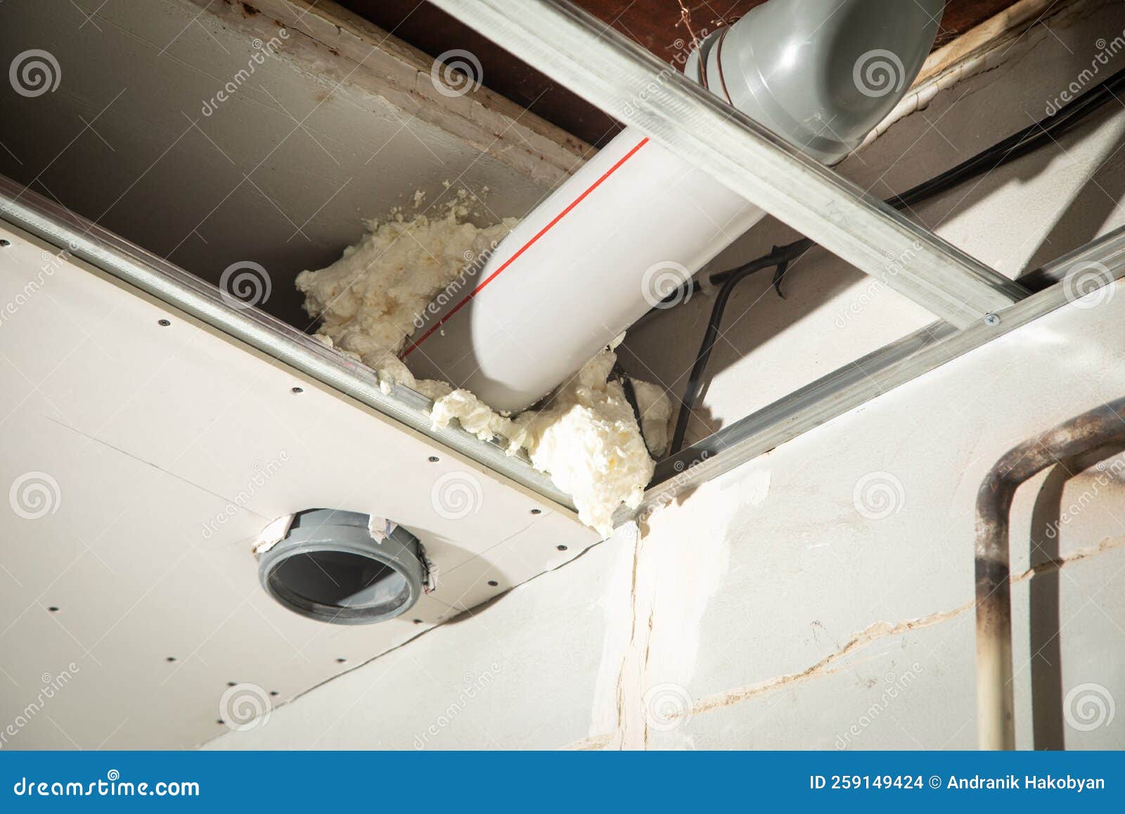 Installation of Chimney Pipe at Kitchen Stock Photo - Image of change ...