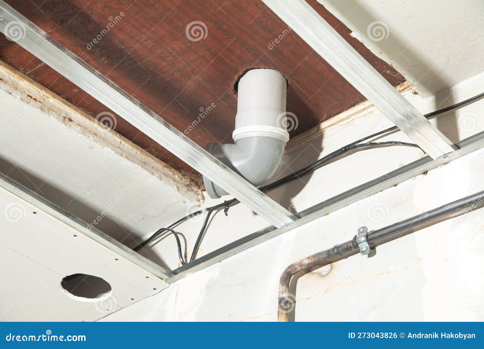 Installation of Chimney Pipe at Kitchen Stock Photo - Image of change ...