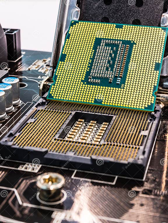 Installation of Computer Processor in the Socket Stock Photo - Image of ...