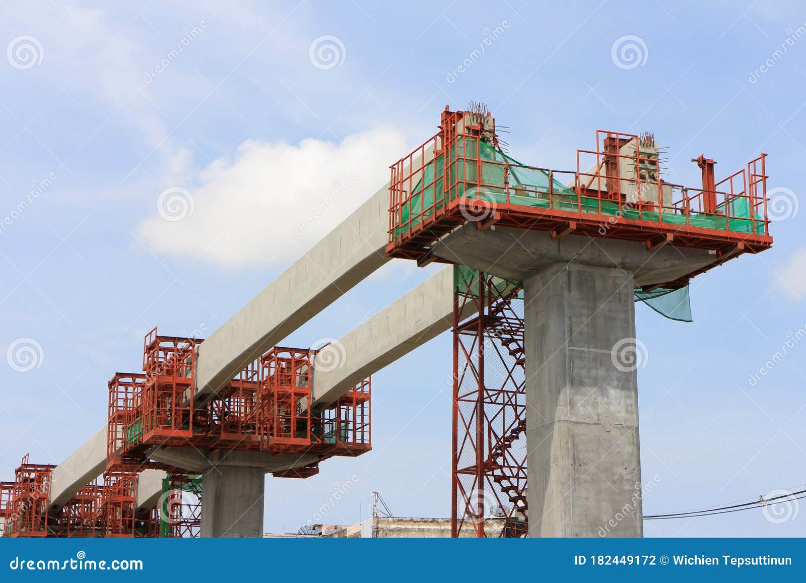 Installation of Concrete Beams for Railway of Sky Train Under Alignment ...
